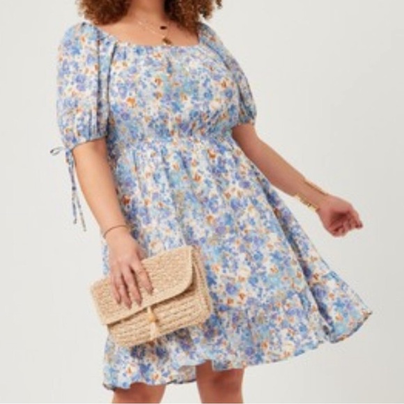 Hayden | Dresses | Hayden Blue Floral Smocked Back Elastic Waist Tie ...